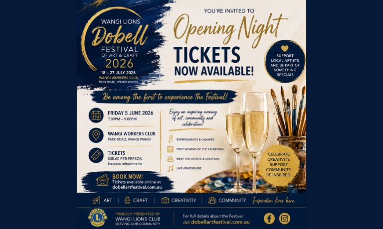 Wangi Lions Dobell Festival of Art & Craft 2026 Opening Night - Lake ...